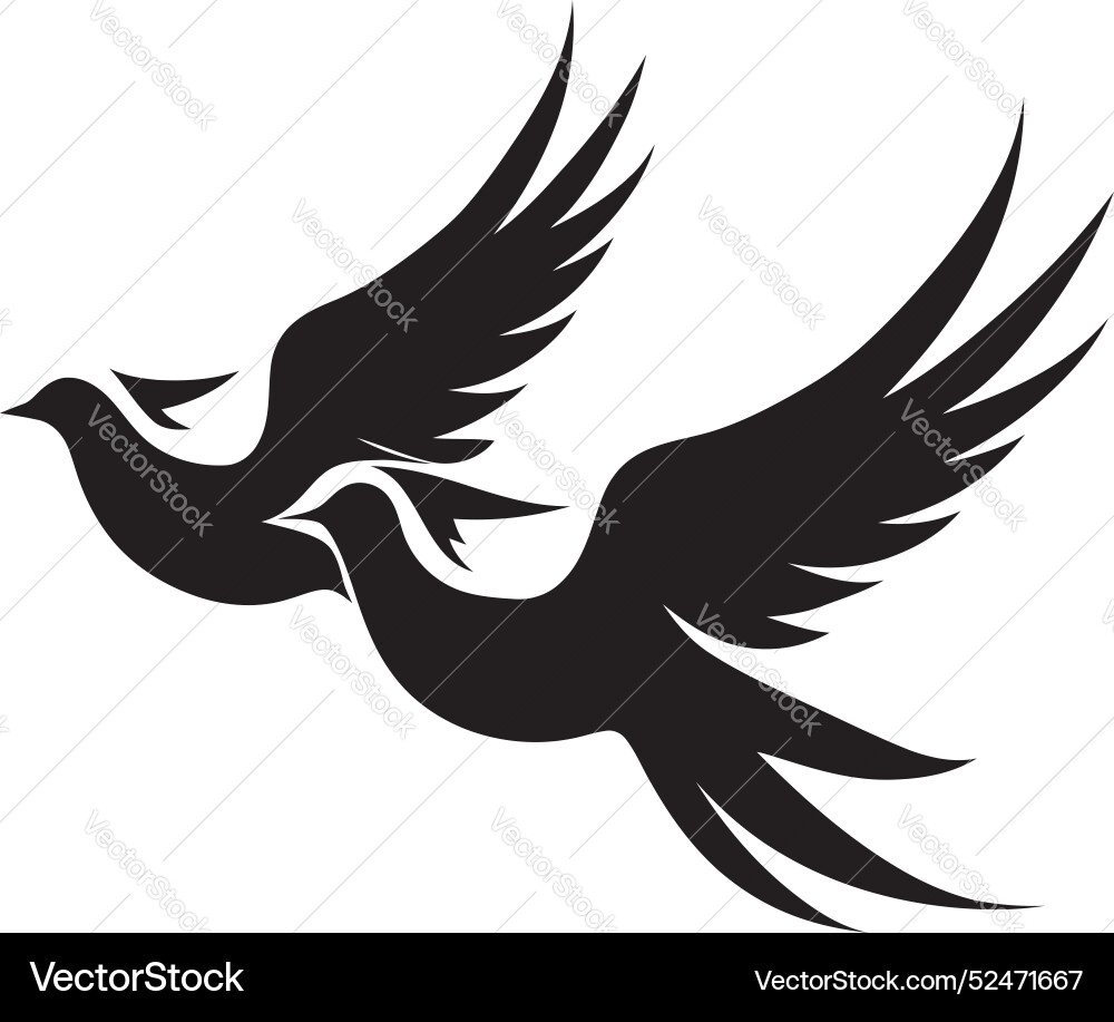 Wings of unity dove pair logo eternal harmony Vector Image