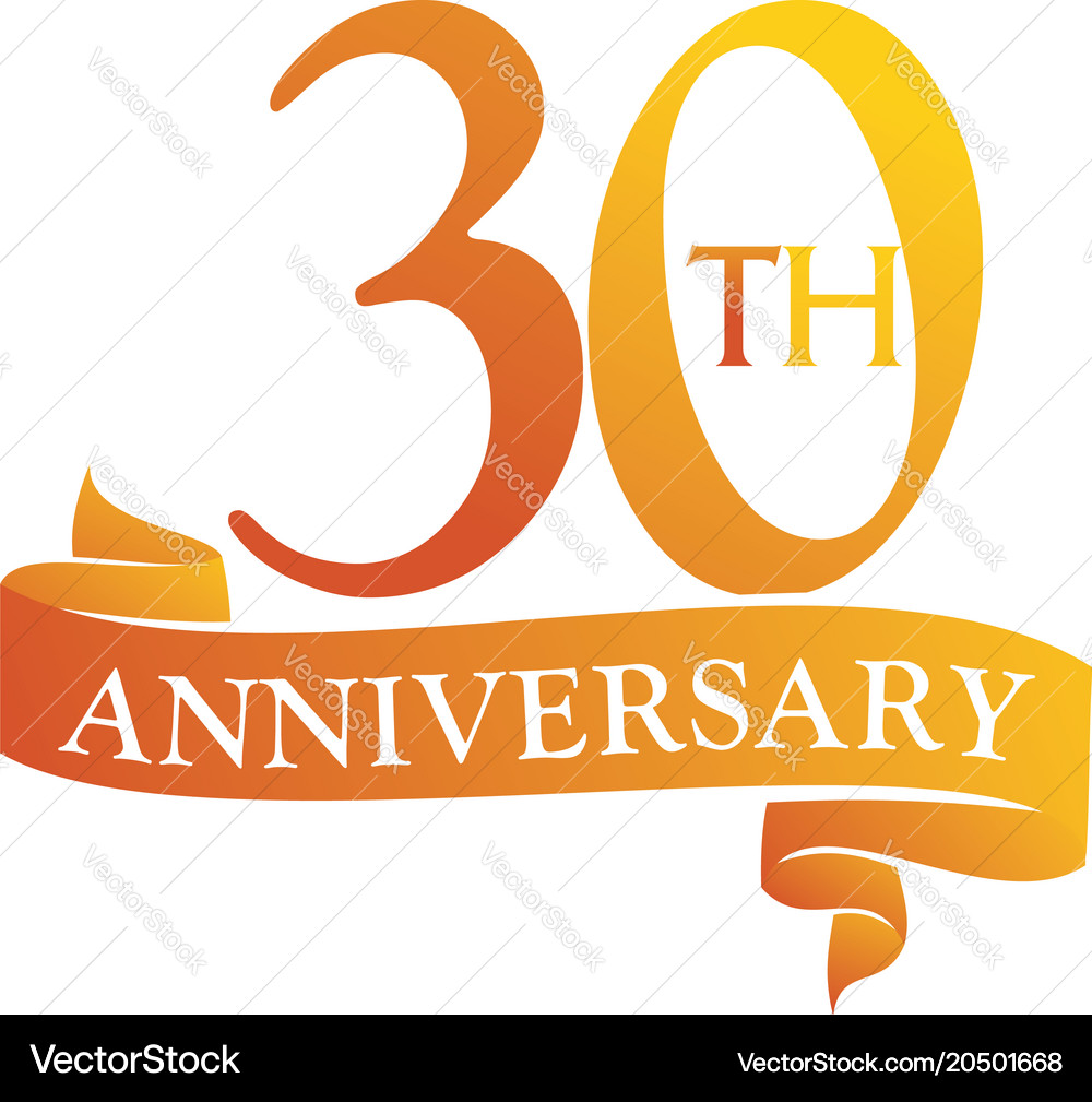 30 year ribbon anniversary Royalty Free Vector Image
