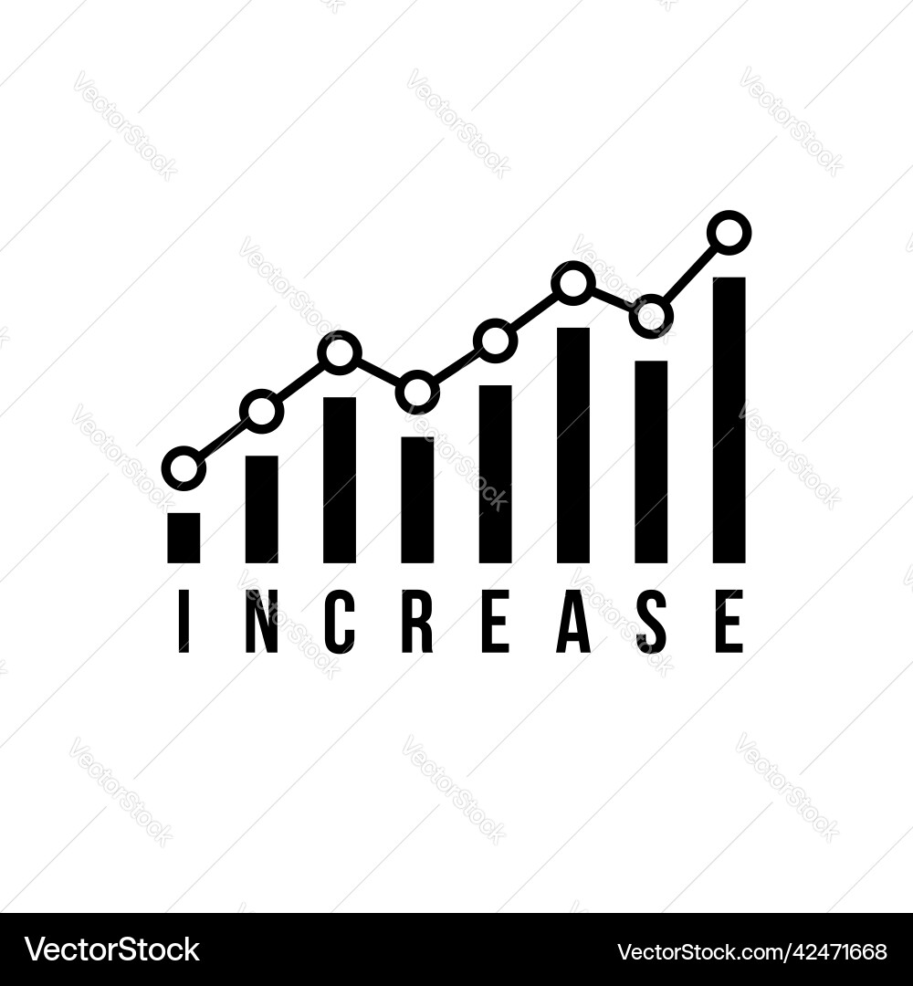 Black increase icon like market growth Royalty Free Vector