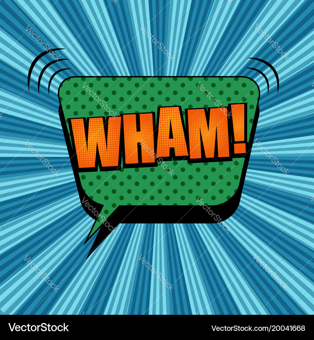 Comic bright wham wording template Royalty Free Vector Image