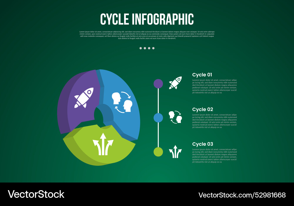 Cycle infographic with 3d pie chart shape Vector Image
