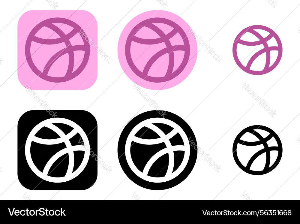 Dribbble logo bundle icon set app editable svg Vector Image