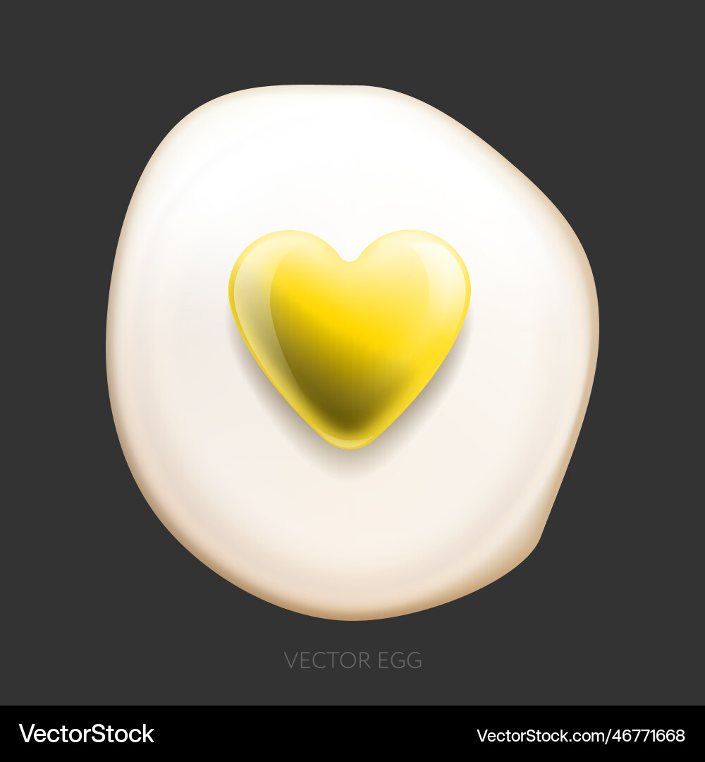 Emoji fried egg with yellow heart shaped yolk Vector Image