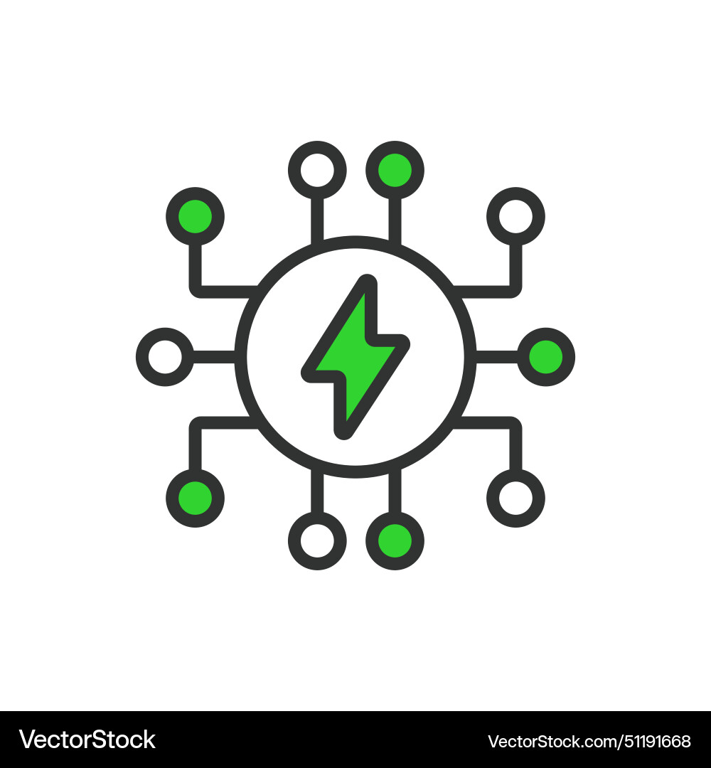 Energy system in line design green Royalty Free Vector Image