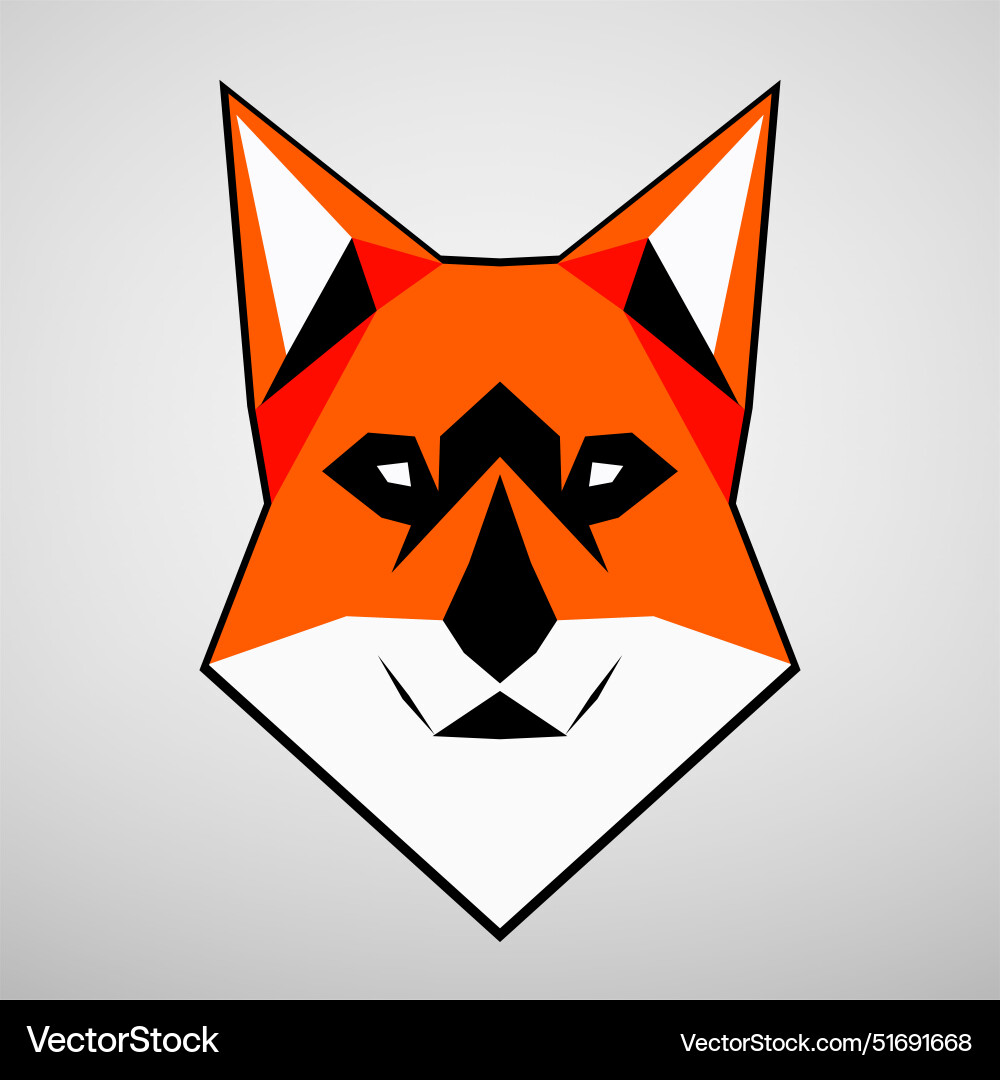 Fox head with a red face on a white background Vector Image