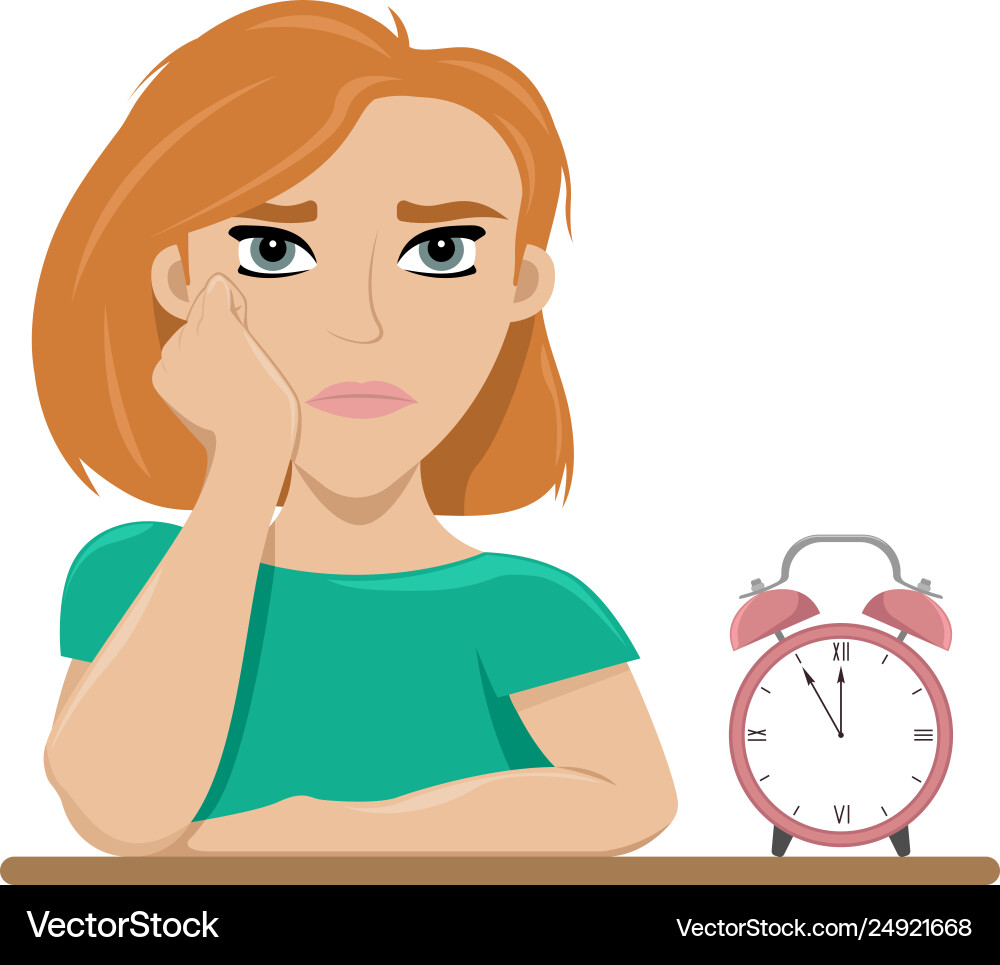 Girl tired waiting boredom long wait flat Vector Image