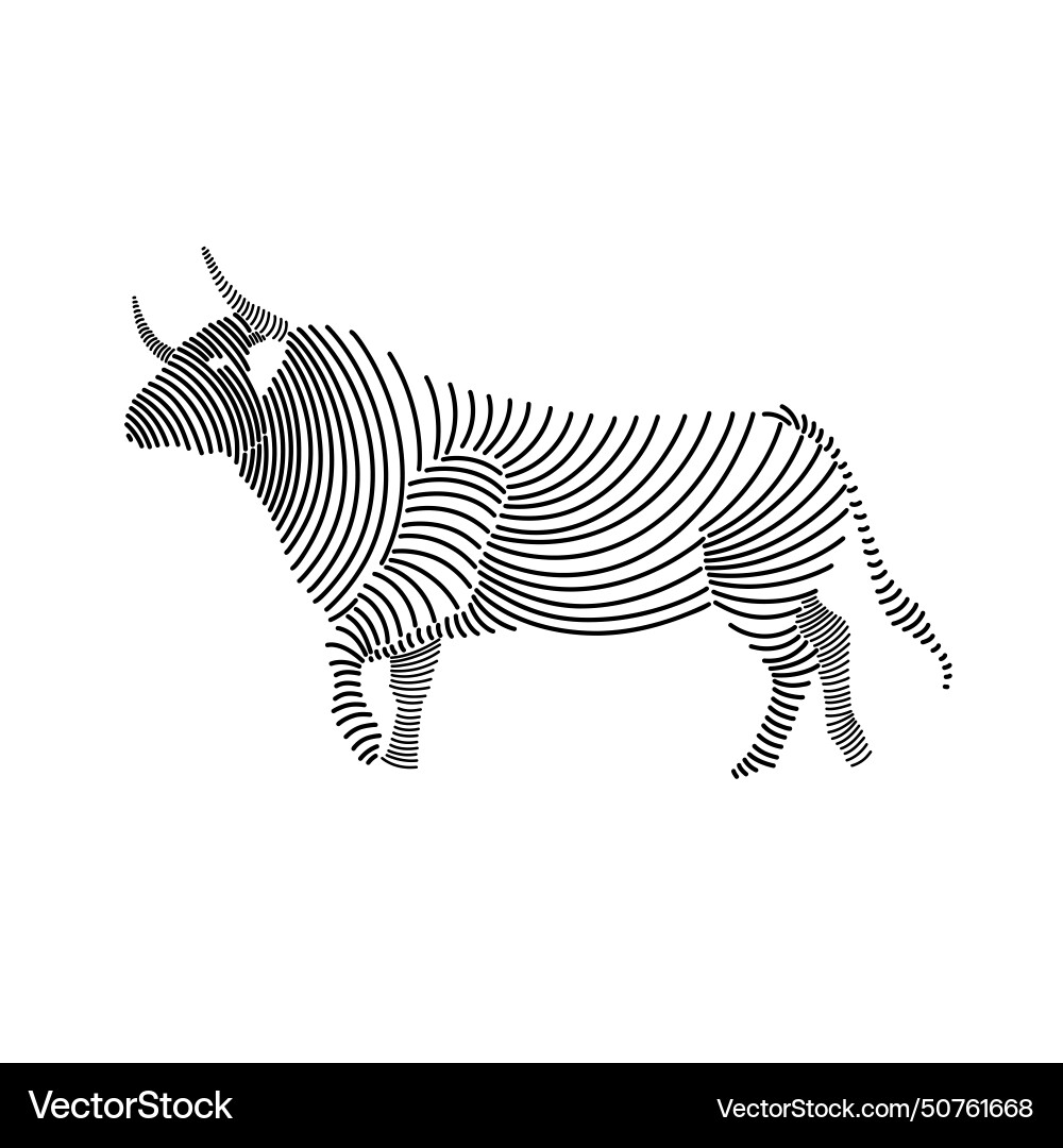 Simple line art of a bull 2 Royalty Free Vector Image