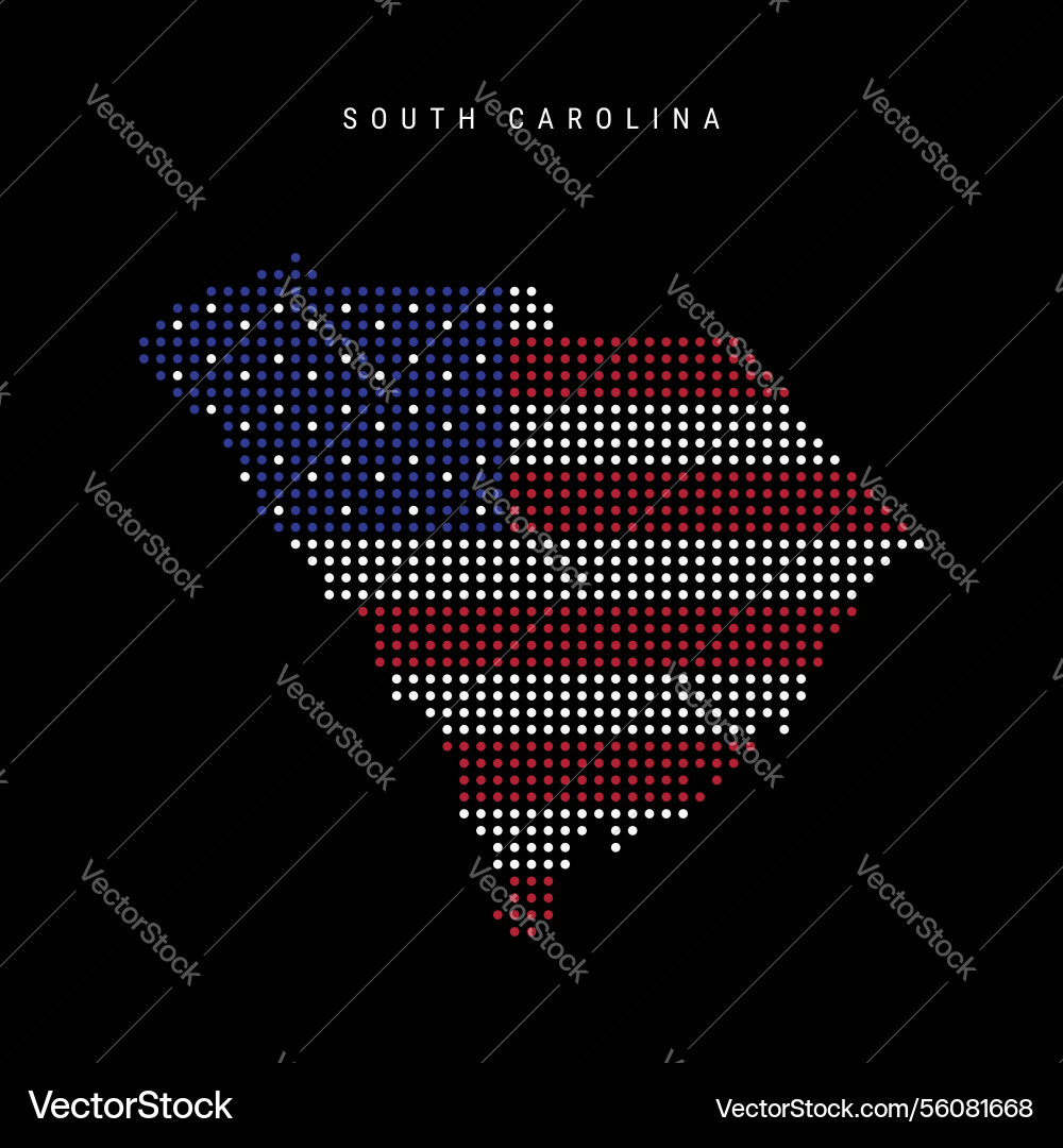 South carolina us state dot pixel map flat Vector Image