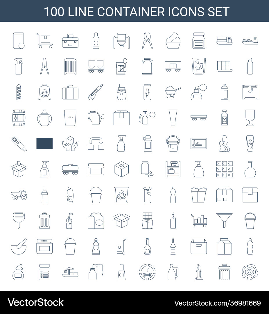 100 container icons Royalty Free Vector Image - VectorStock