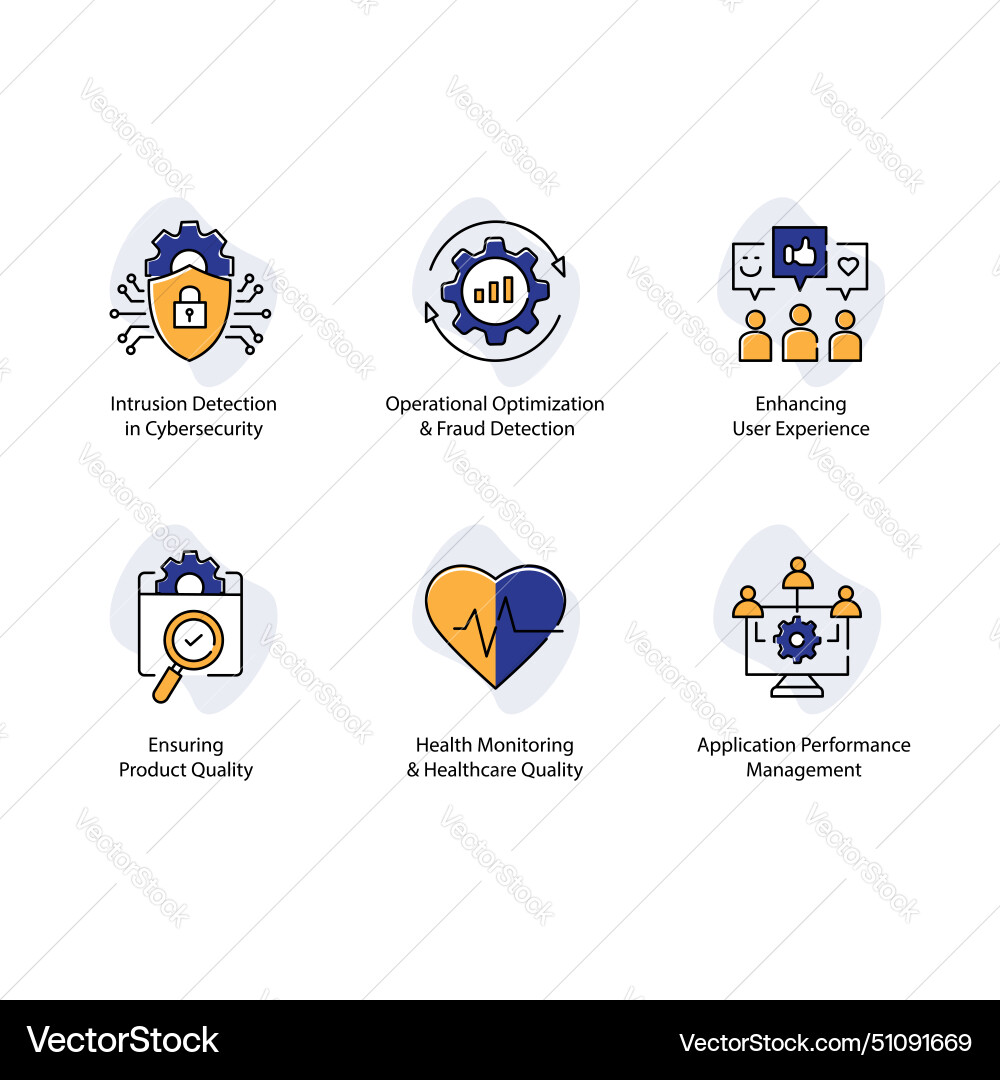 Anomaly detection ai icon design set enhancing Vector Image Anomaly detection ai icon design set enhancing Vector Image