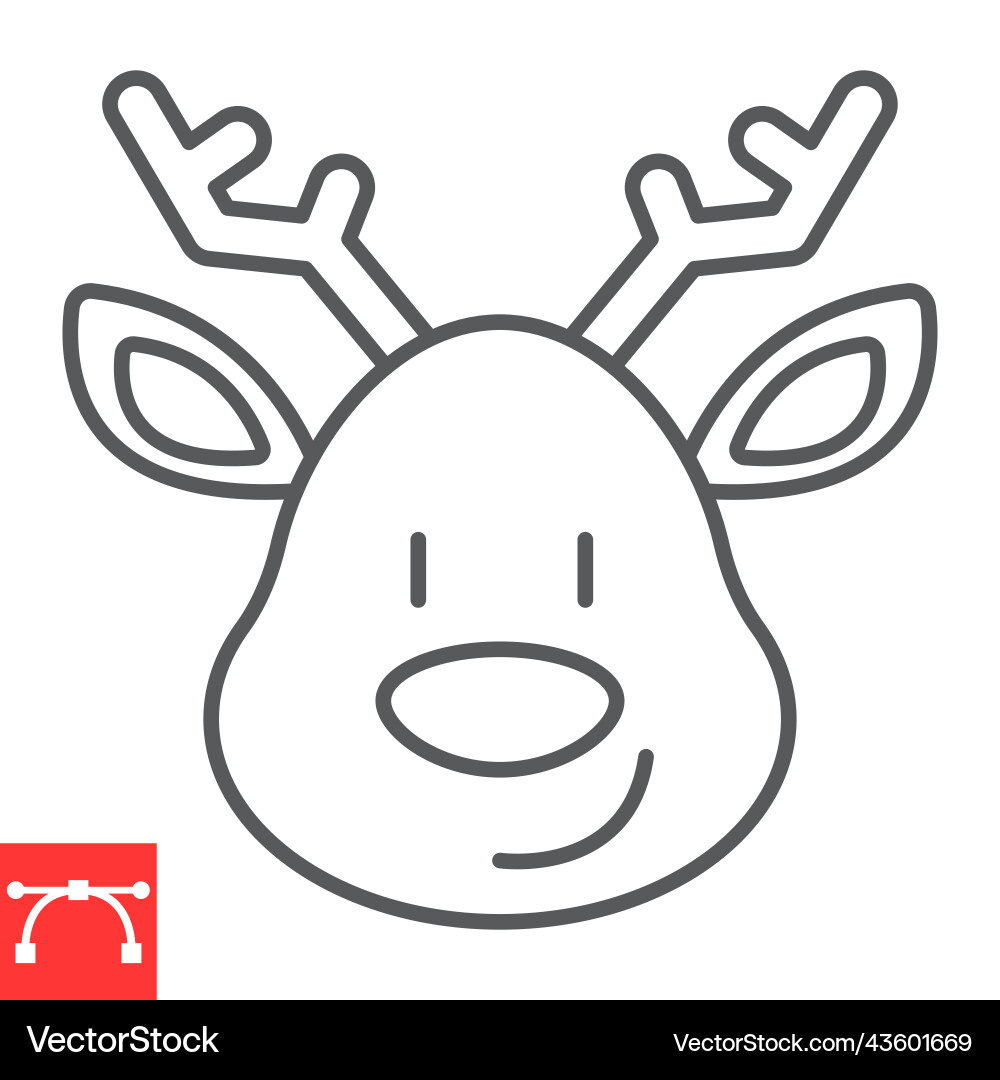 Christmas deer line icon Royalty Free Vector Image