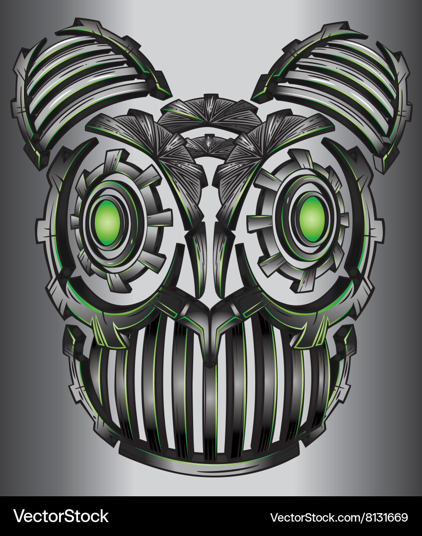 Cyber neon robot cat face design Royalty Free Vector Image