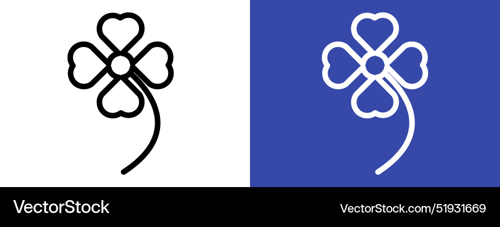Four leaf clover icon logo set Royalty Free Vector Image