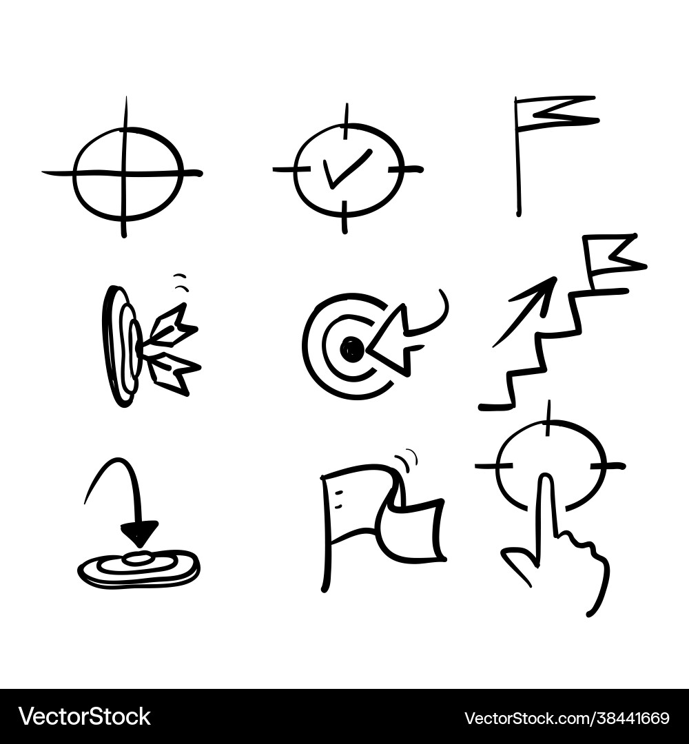 Hand drawn doodle set target and goal related Vector Image