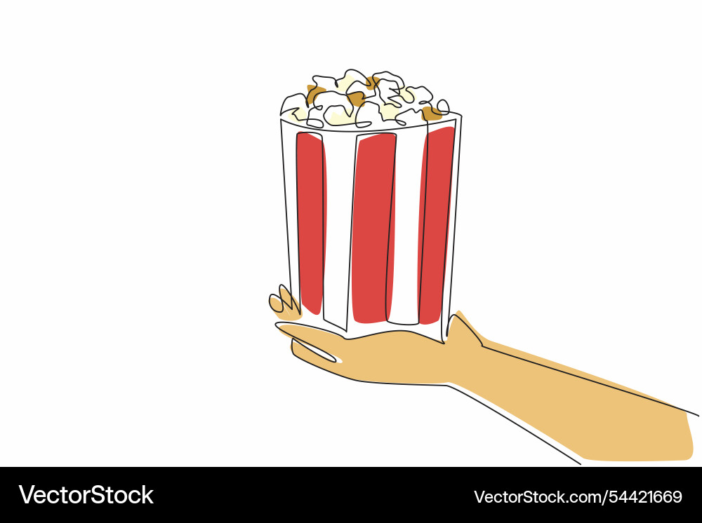 National popcorn day one continuous line drawing Vector Image