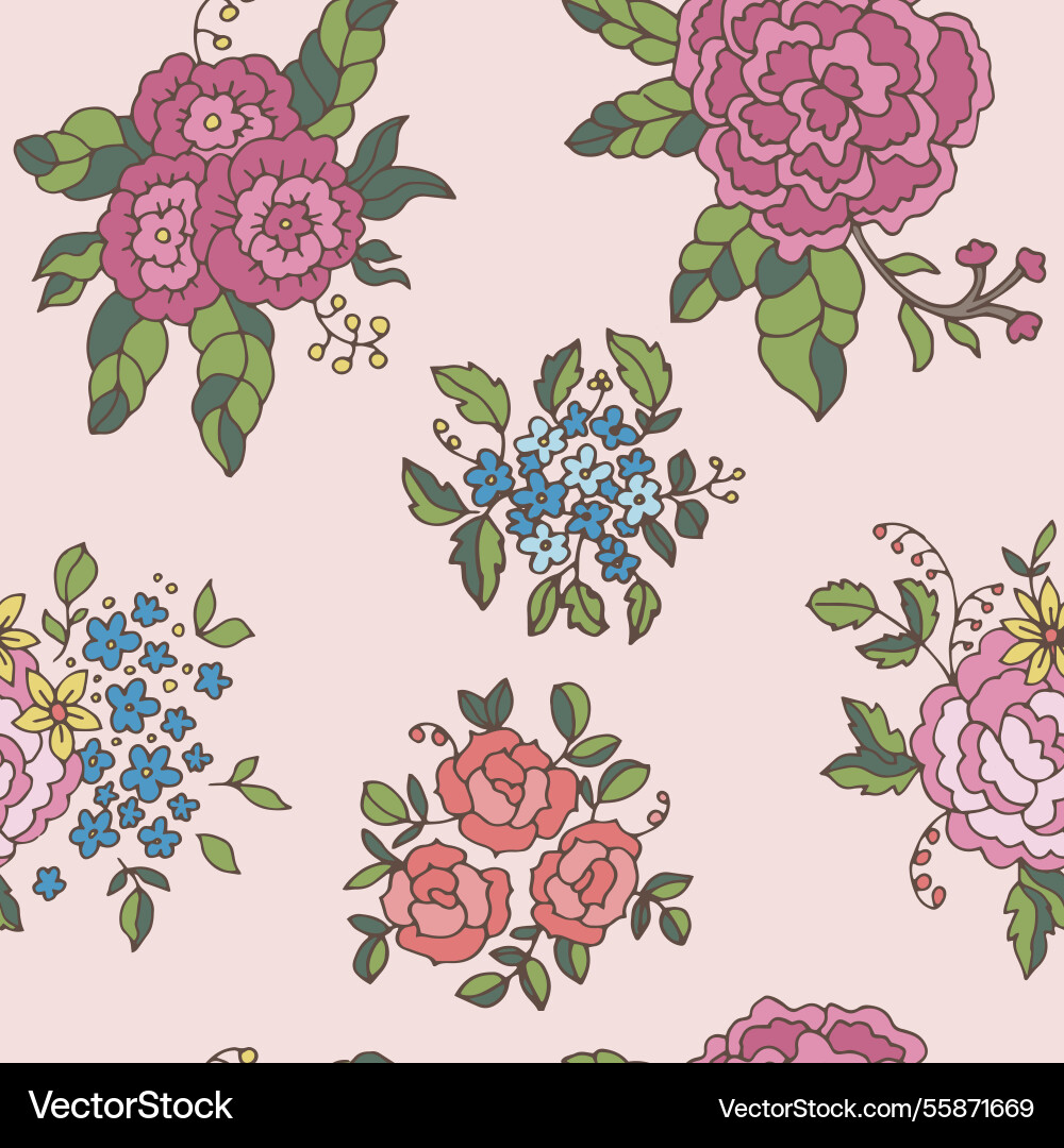 Traditional floral seamless pattern Royalty Free Vector