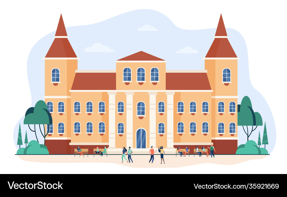 Young people walking in front college Royalty Free Vector