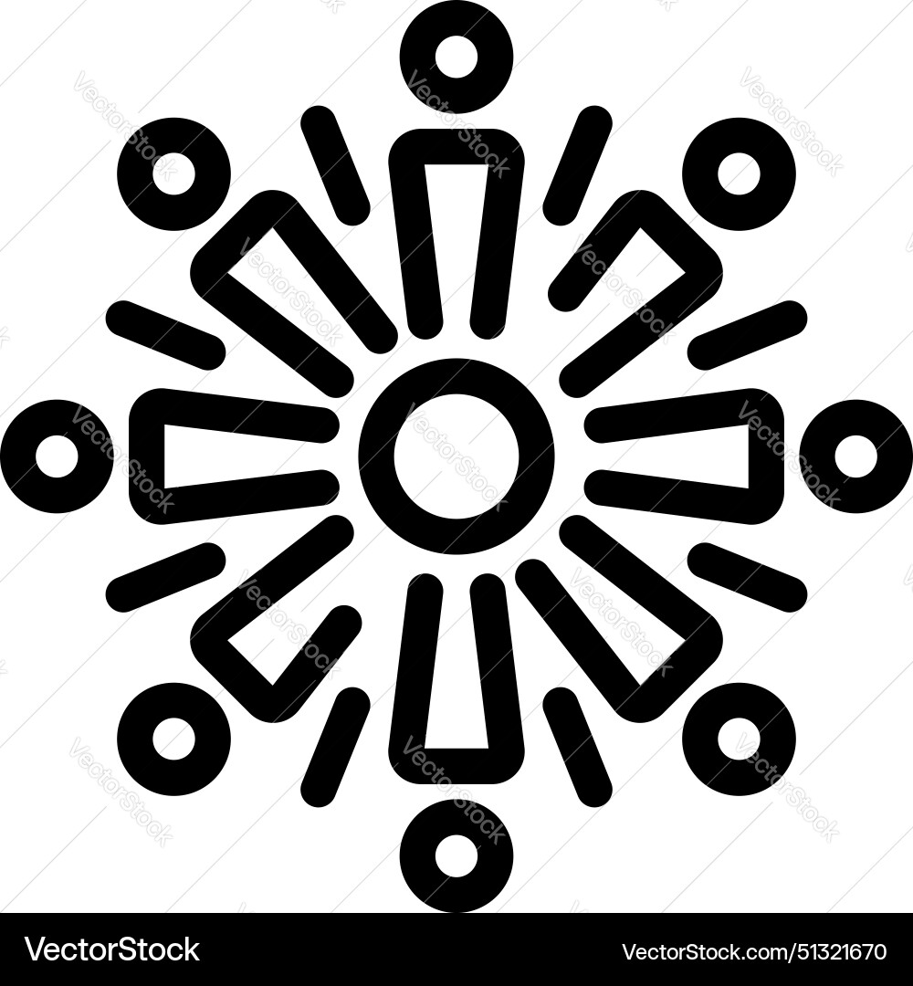 Black and white graphic of a stylized sun Vector Image