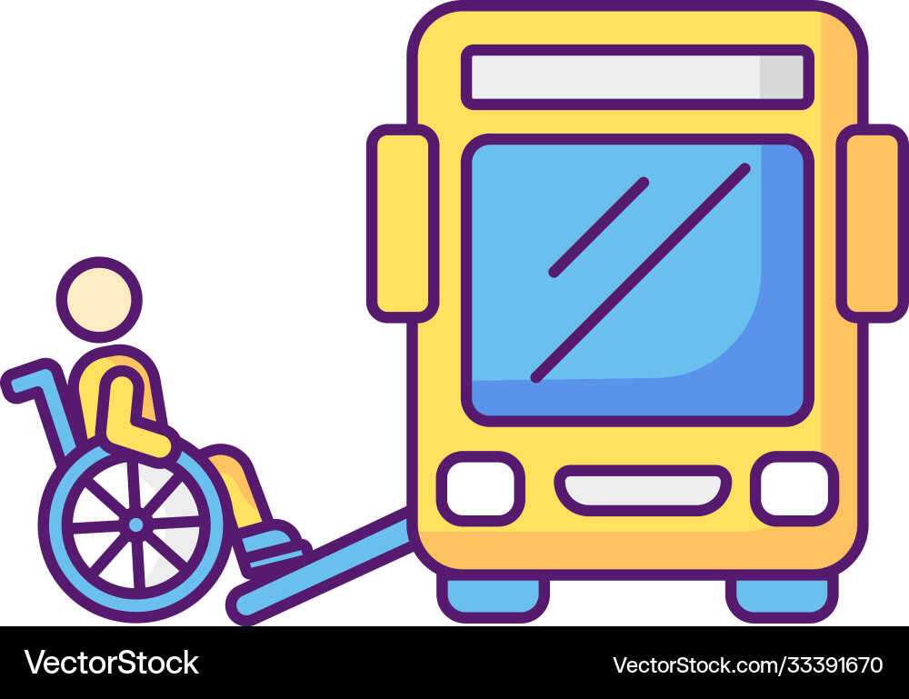 Bus ramp rgb color icon Royalty Free Vector Image