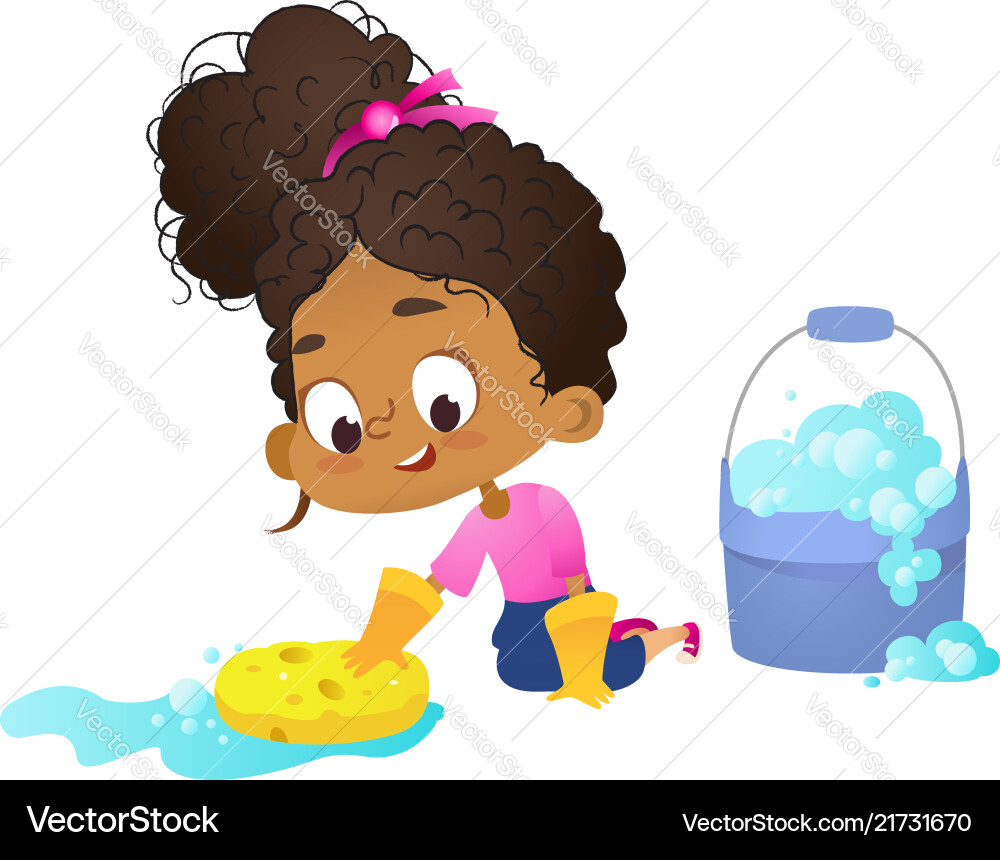 Child Mopping Floor - Cleaning Routine Royalty Free Vector