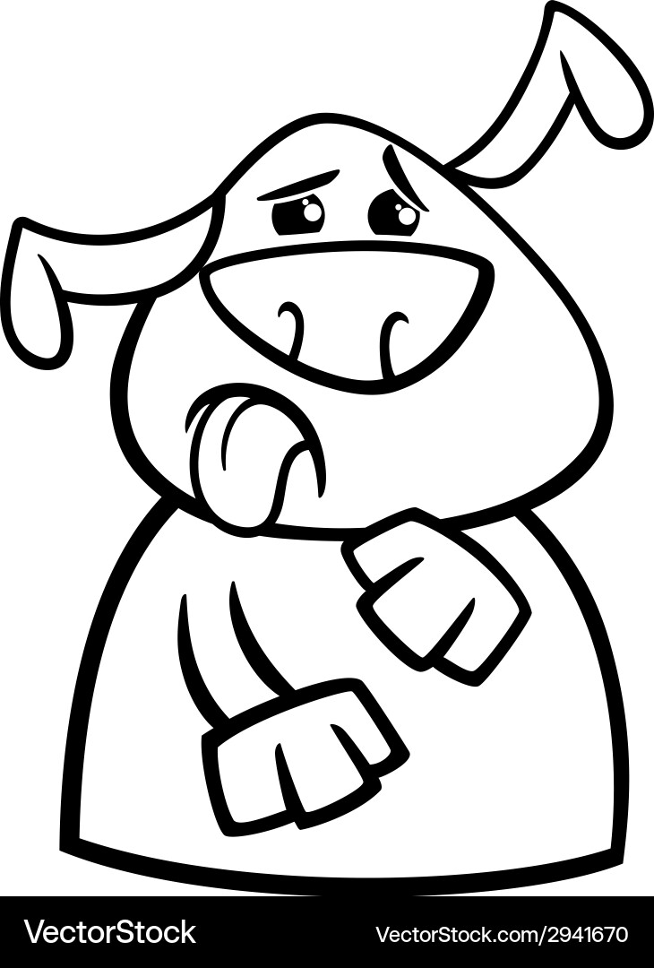 Dog yuck face cartoon coloring page Royalty Free Vector