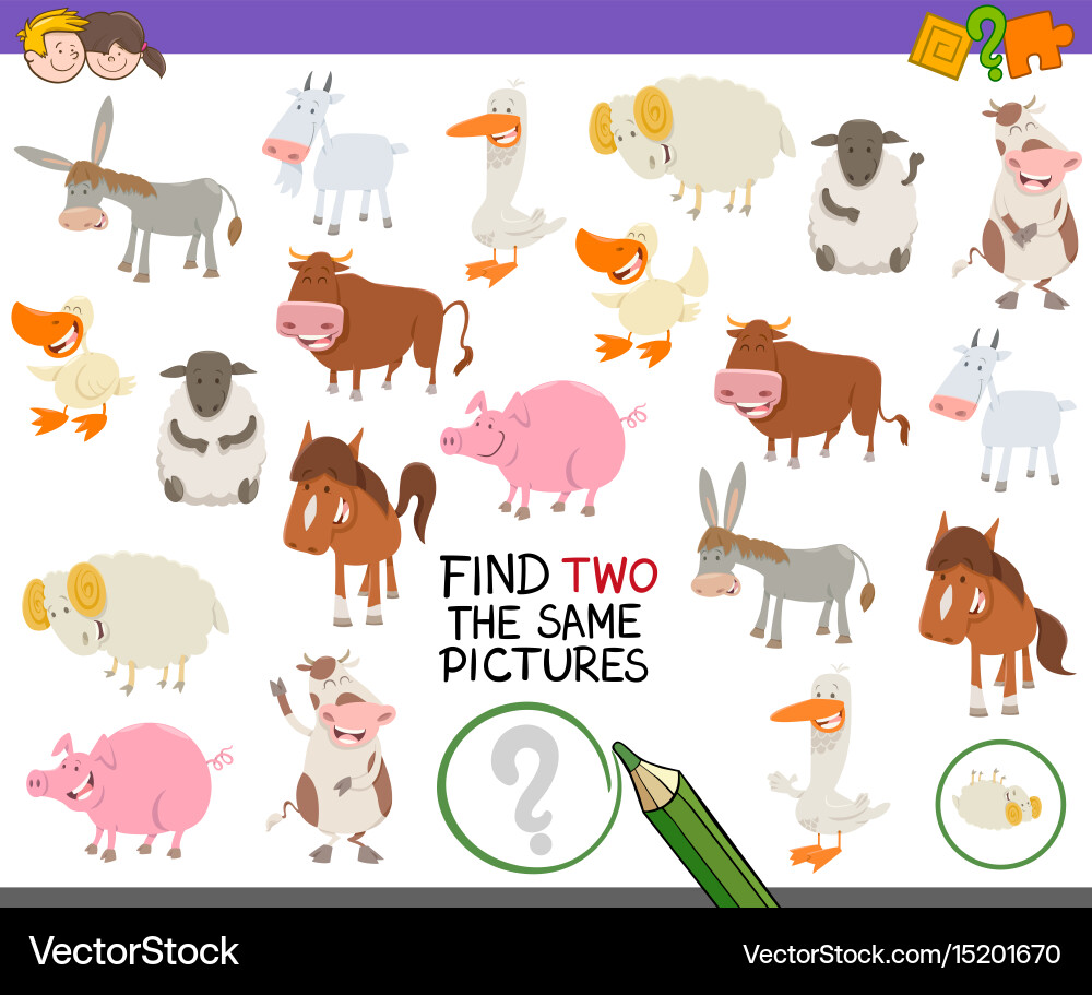 Find exactly the same pictures Royalty Free Vector Image