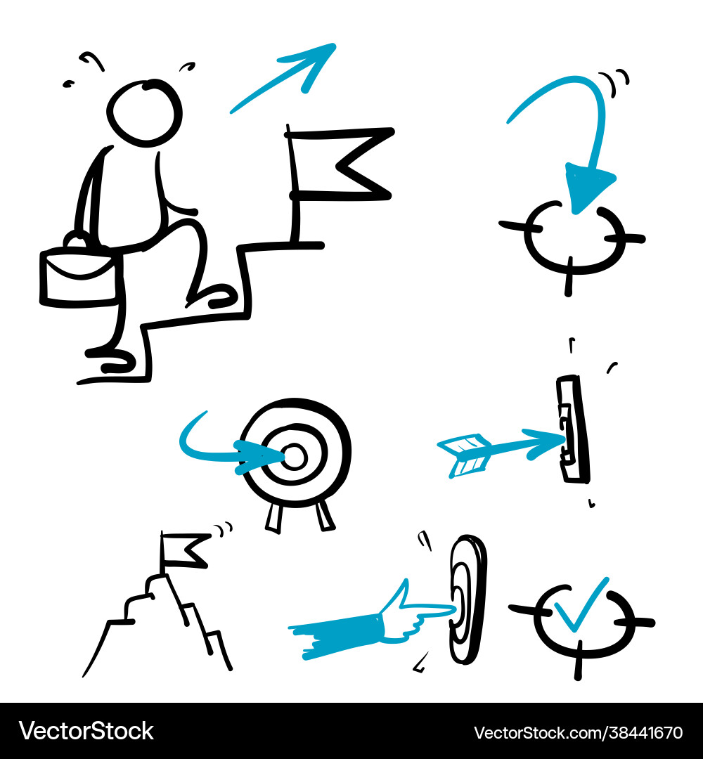 Hand drawn doodle set target and goal related Vector Image