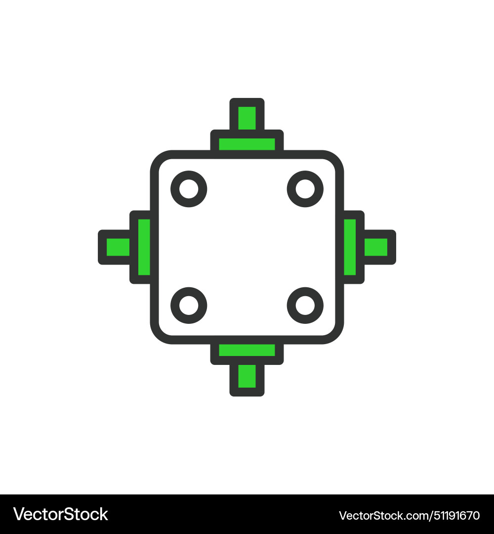 Junction box in line design green Royalty Free Vector Image