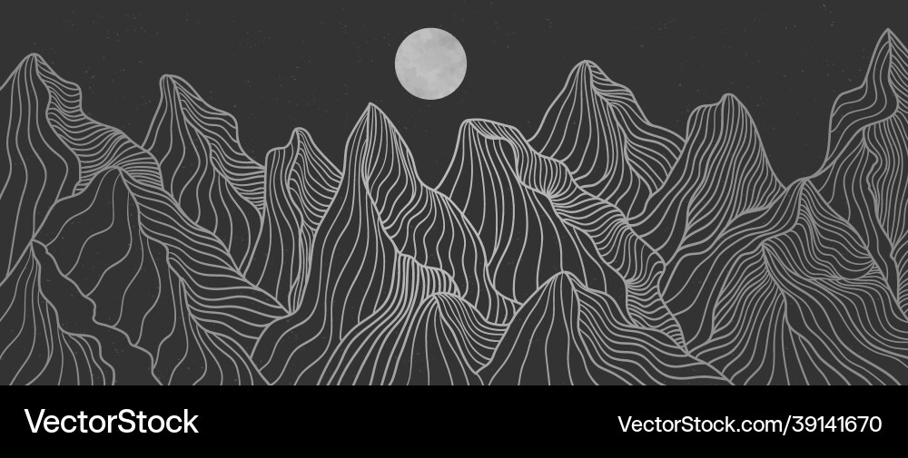 Landscape background with line art pattern Vector Image