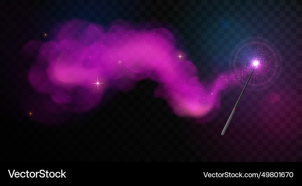 Magic wand with violet glowing shiny trail Vector Image