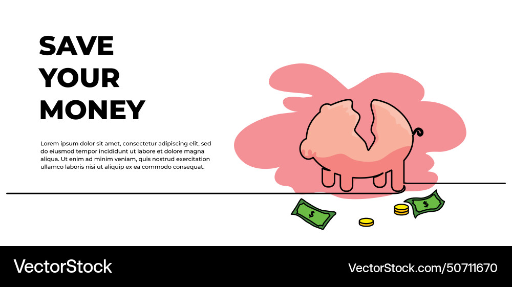 Piggy bank is destroyed Royalty Free Vector Image