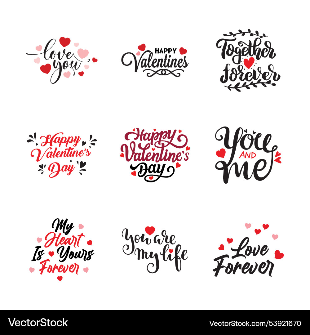 Valentines day hand-drawn lettering text Vector Image