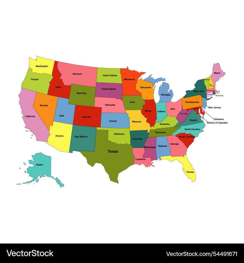 50 states of america Royalty Free Vector Image