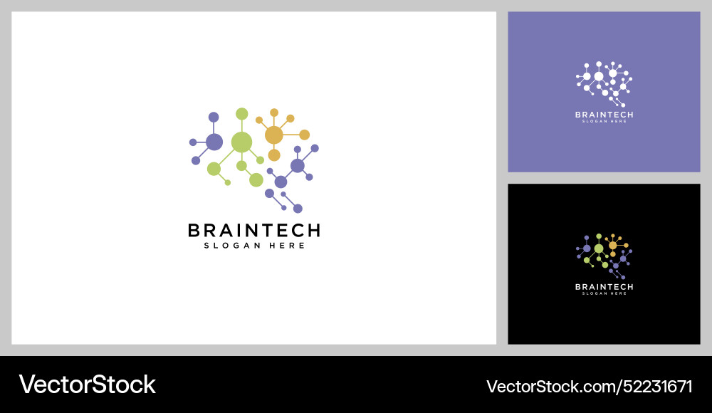 Brain technology logo design template Royalty Free Vector