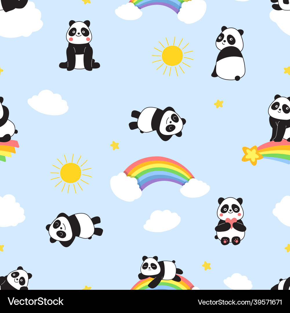 Cute panda print childish seamless pattern Vector Image