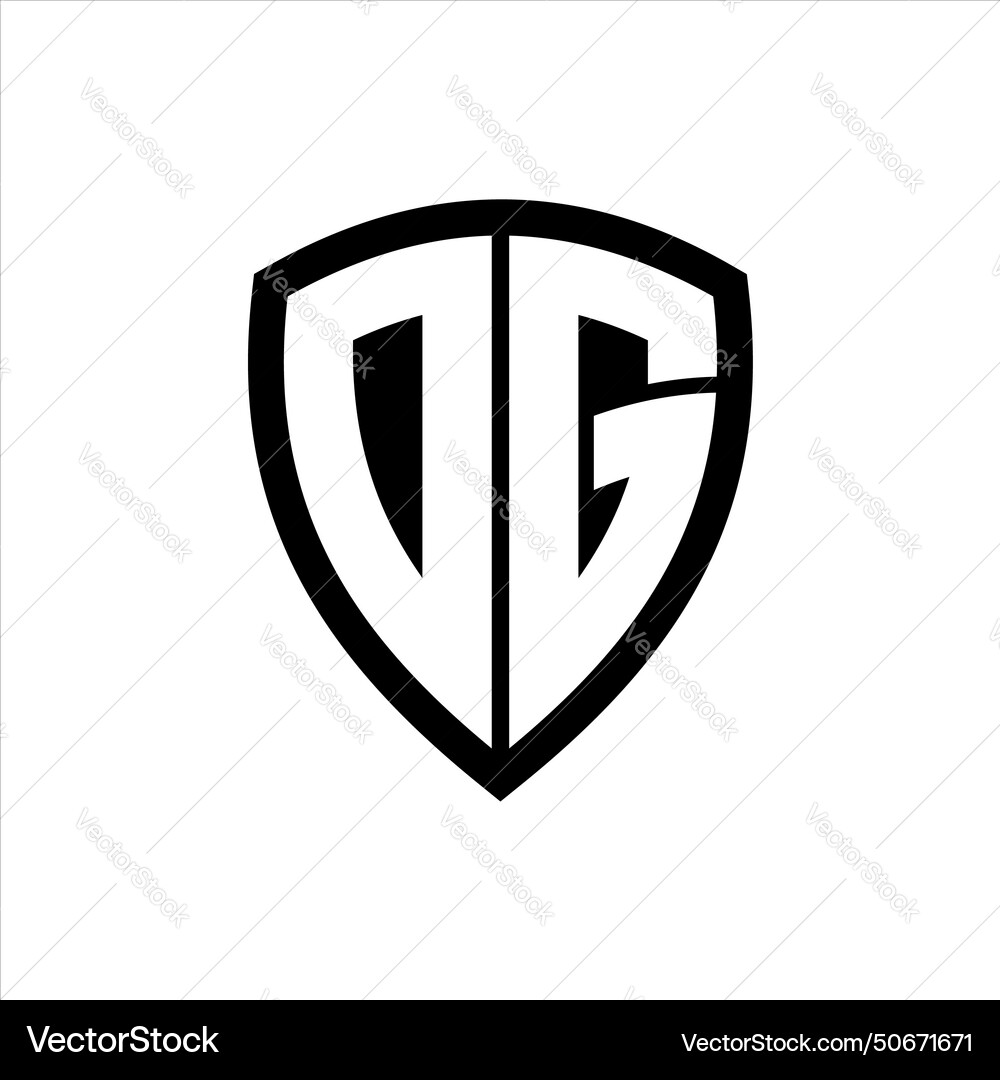Dg monogram logo with bold letters shield shape Vector Image