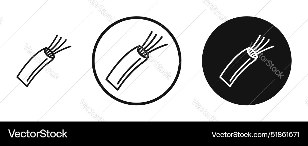 Electric cable icon set in black and white Vector Image