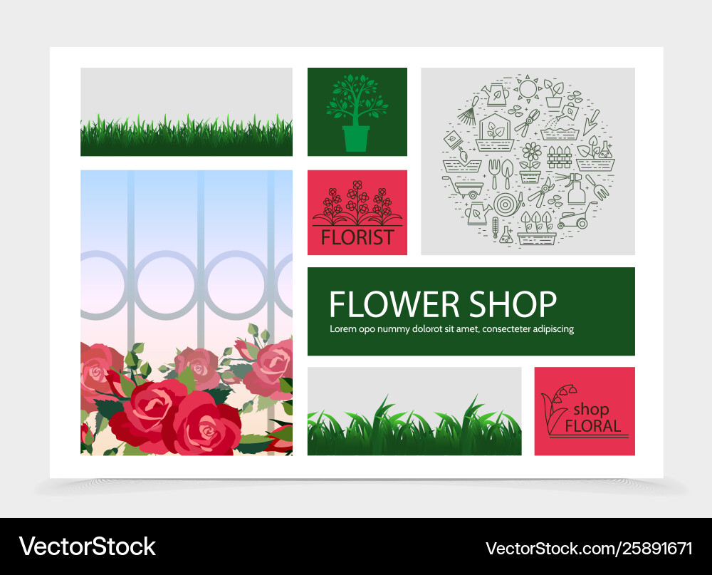 Garden elements composition Royalty Free Vector Image