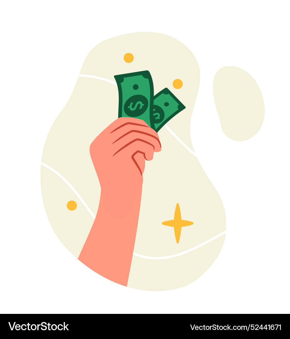 Hand with money arm banknotes payments Royalty Free Vector