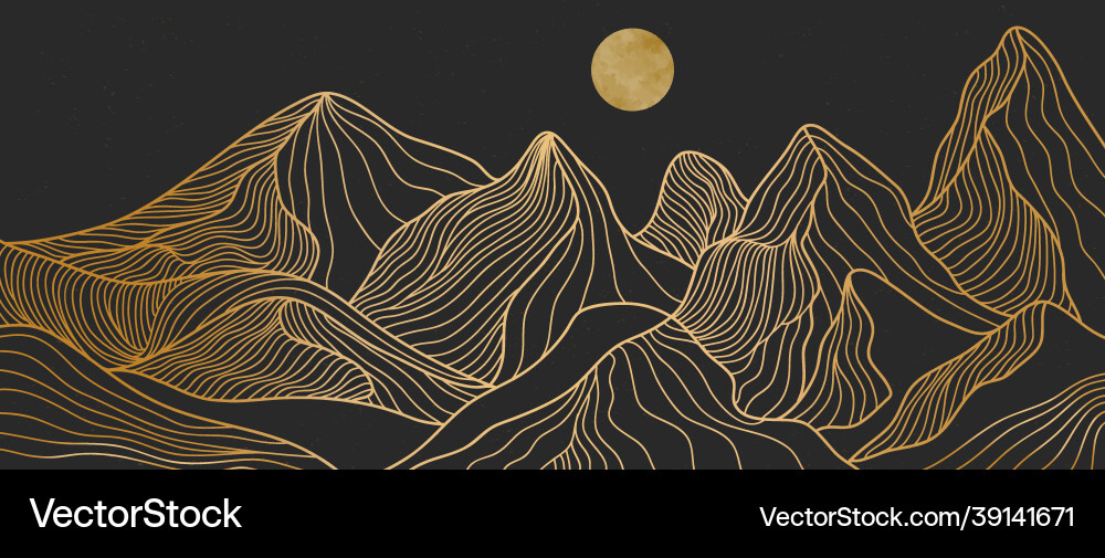 Landscape background with line art pattern Vector Image