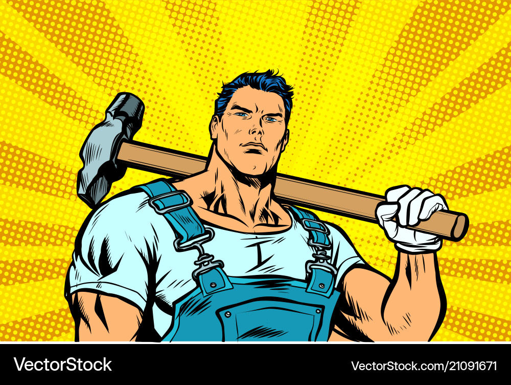 Man with a hammer Royalty Free Vector Image - VectorStock