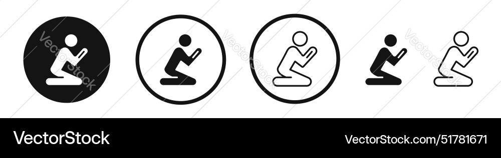Person praying line icon set Royalty Free Vector Image