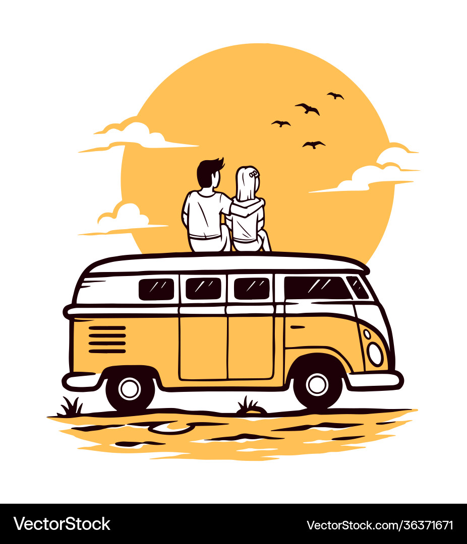 Romantic on car Royalty Free Vector Image - VectorStock