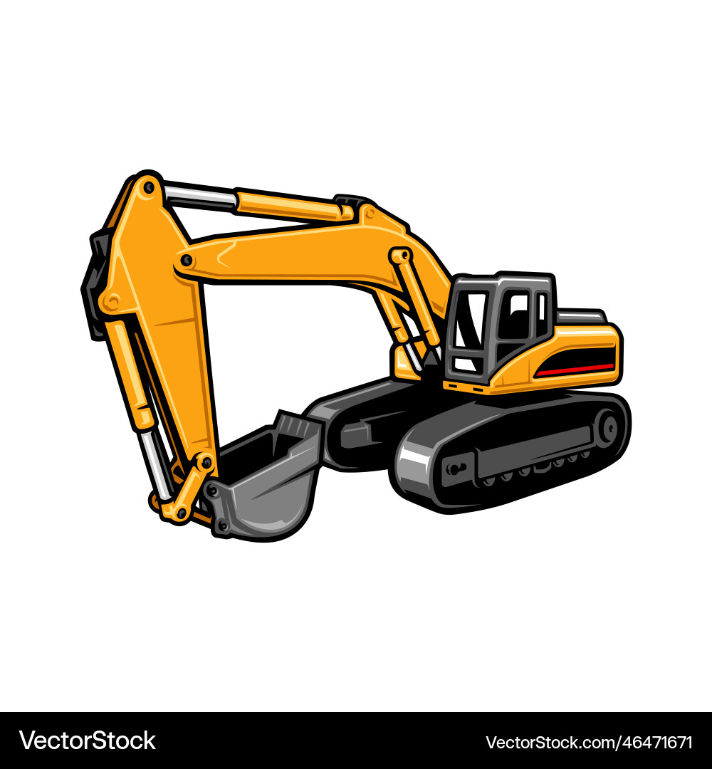 Yellow of excavator Royalty Free Vector Image - VectorStock