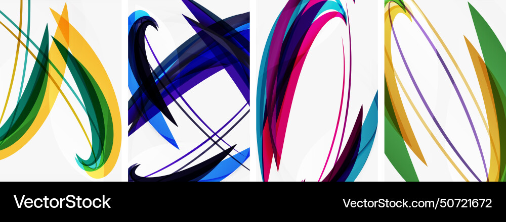 Colorful wave lines poster set for wallpaper Vector Image