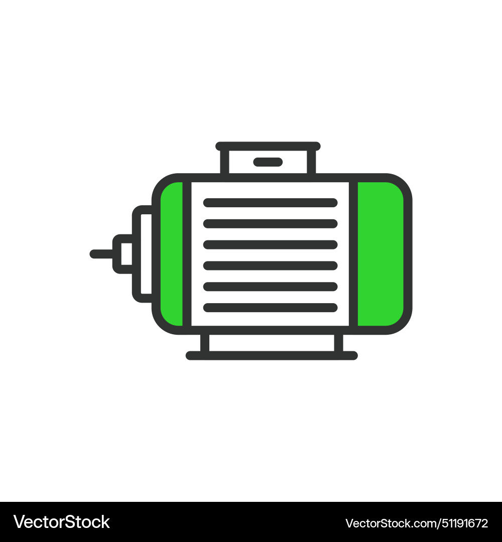 Electric motor in line design green Royalty Free Vector