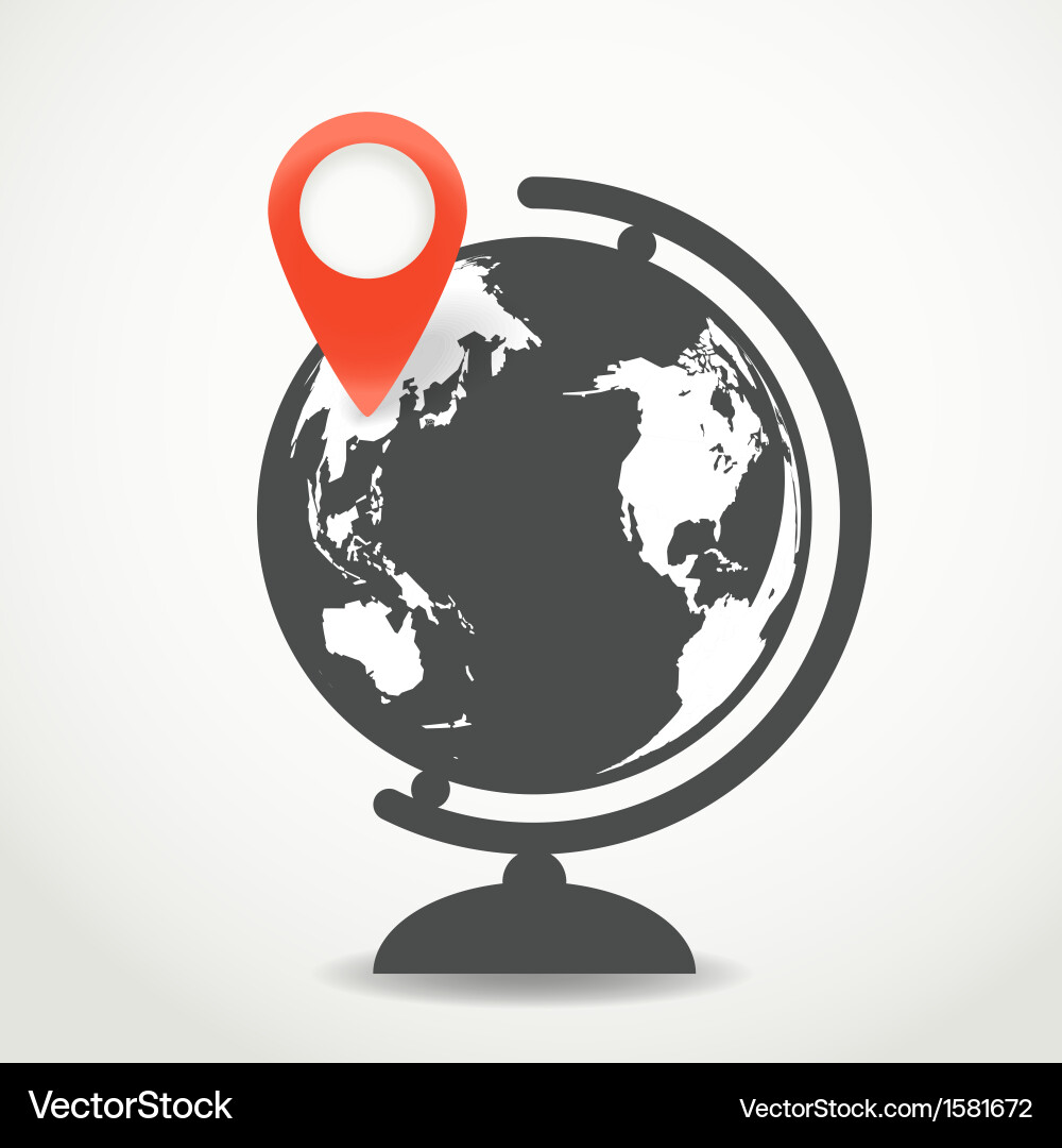 Globe with the point of destination Royalty Free Vector