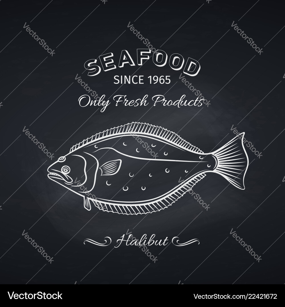 Hand-Drawn Halibut Fish Icon Royalty Free Vector Image