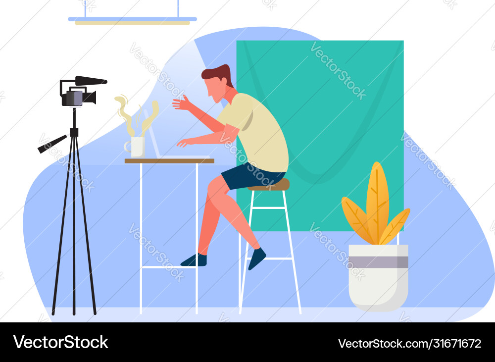 Live broadcast from home streaming Royalty Free Vector Image