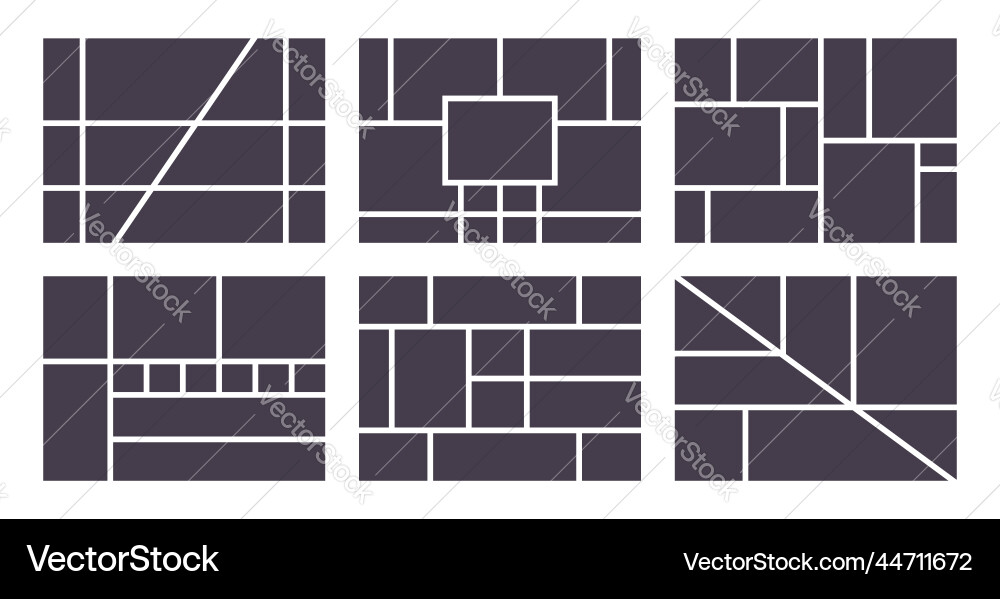 Photo collage template empty black mockup Vector Image